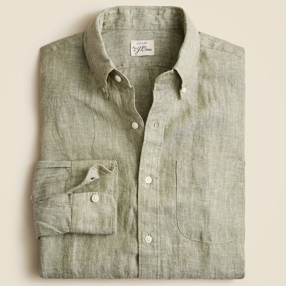 J. Crew | Shirts | Nwt J Crew Baird Mcnutt Irish Linen Slim Untucked Long Sleeve Shirt Olive ...
